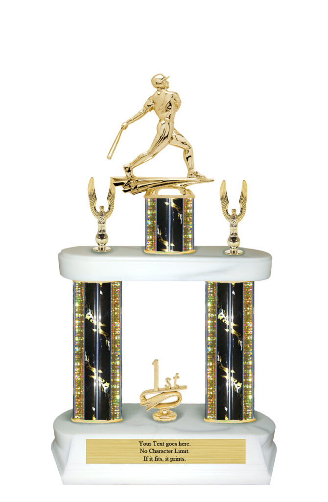 2 Column Baseball Trophies with 8 Inch Base