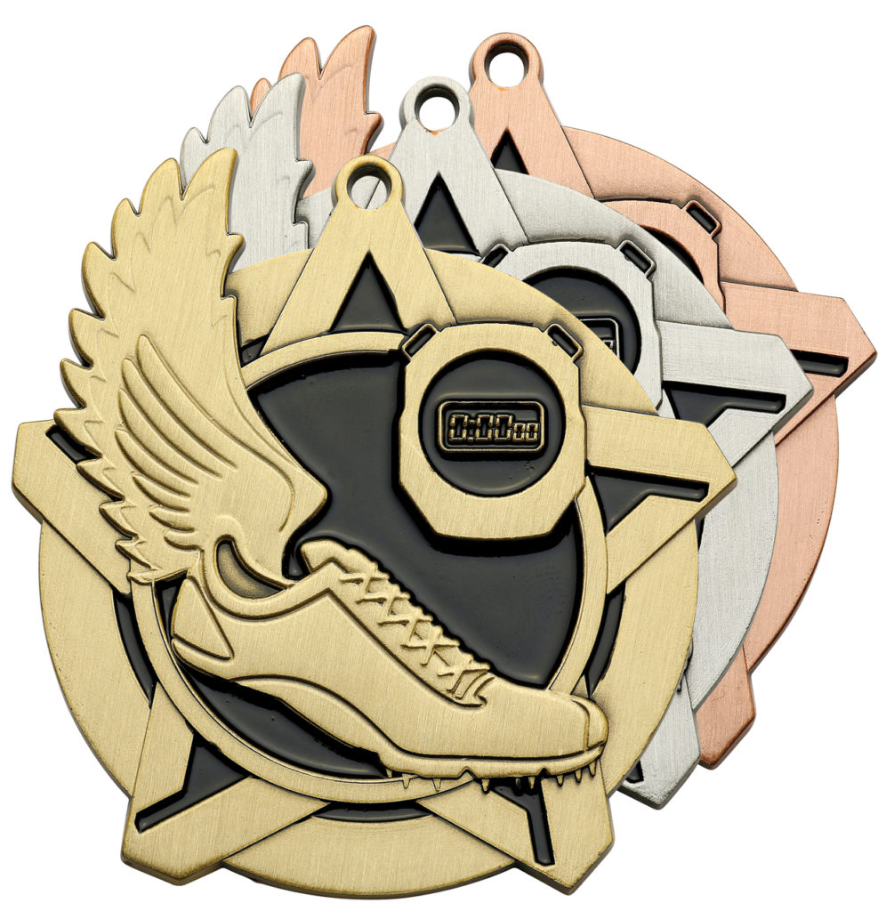 2 1/4 inch Super Star Track Medals | Gold, Silver & Bronze Medals