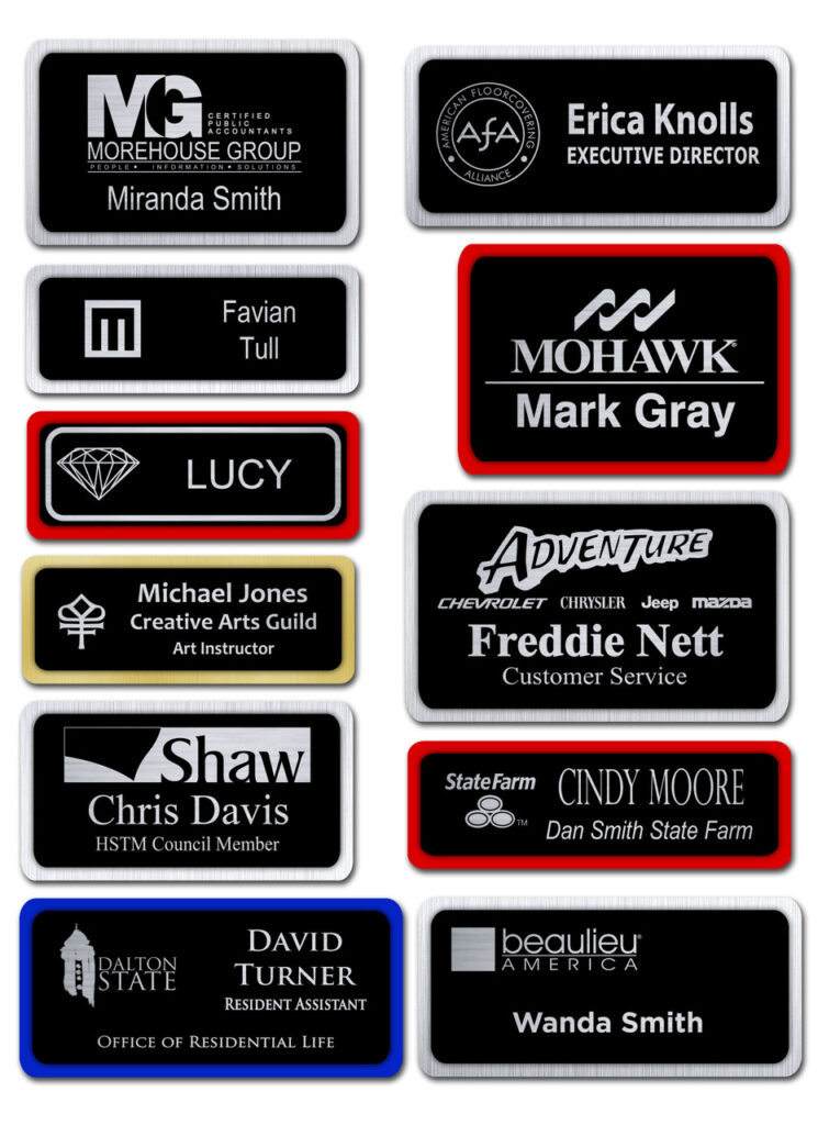 Black Aluminum Name Badge with Back Plate | Free Setup