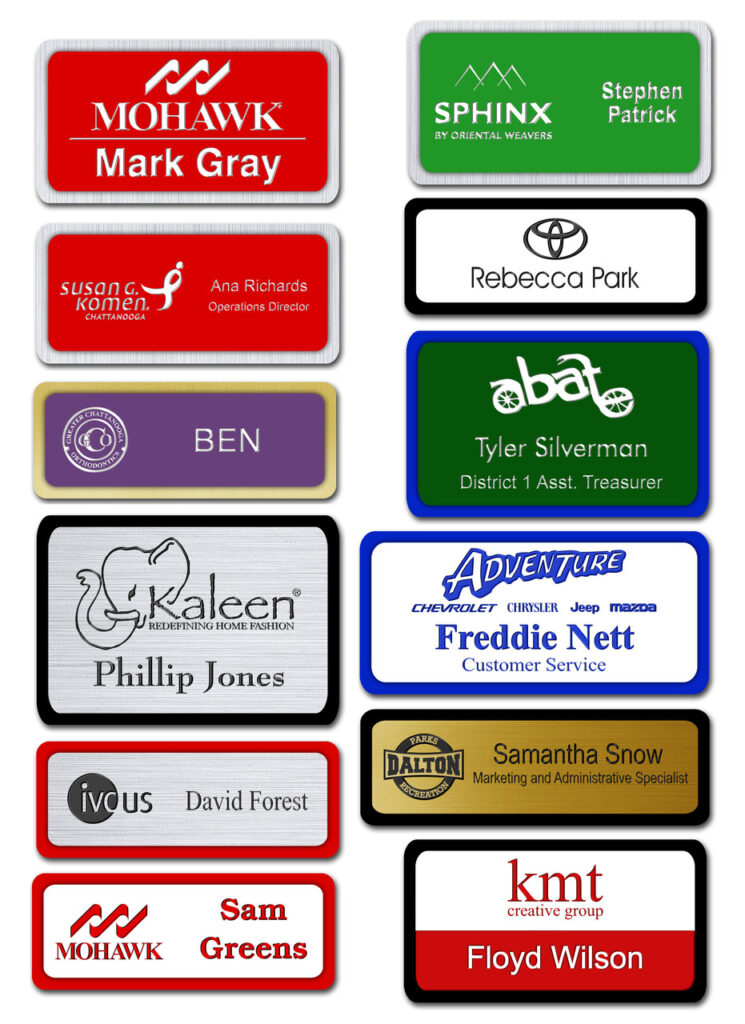 Lasered Plastic Name Badges with Back Plate | Free Set Up, Deep Etch